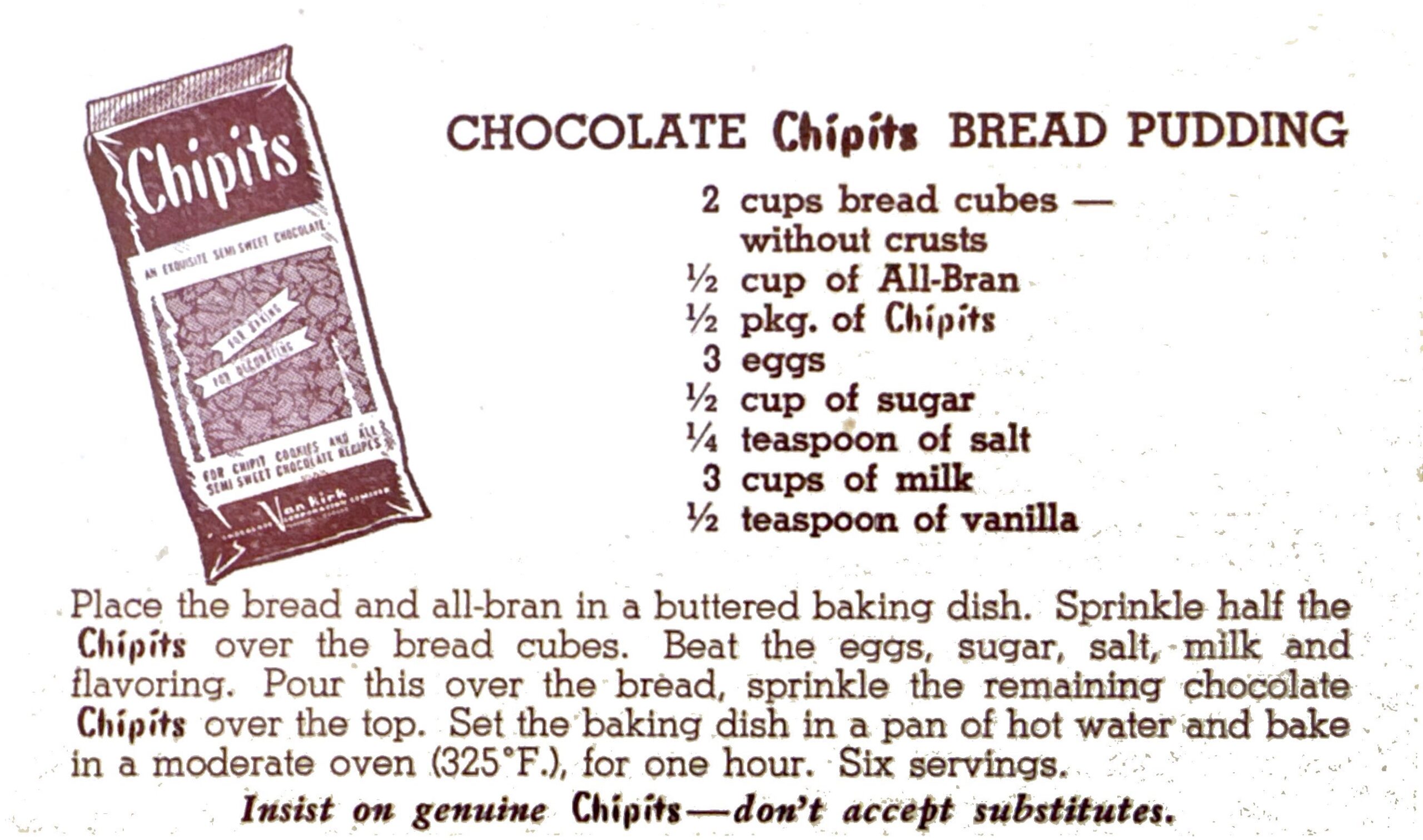 Chocolate Chipits Bread Pudding - My Retro Recipes